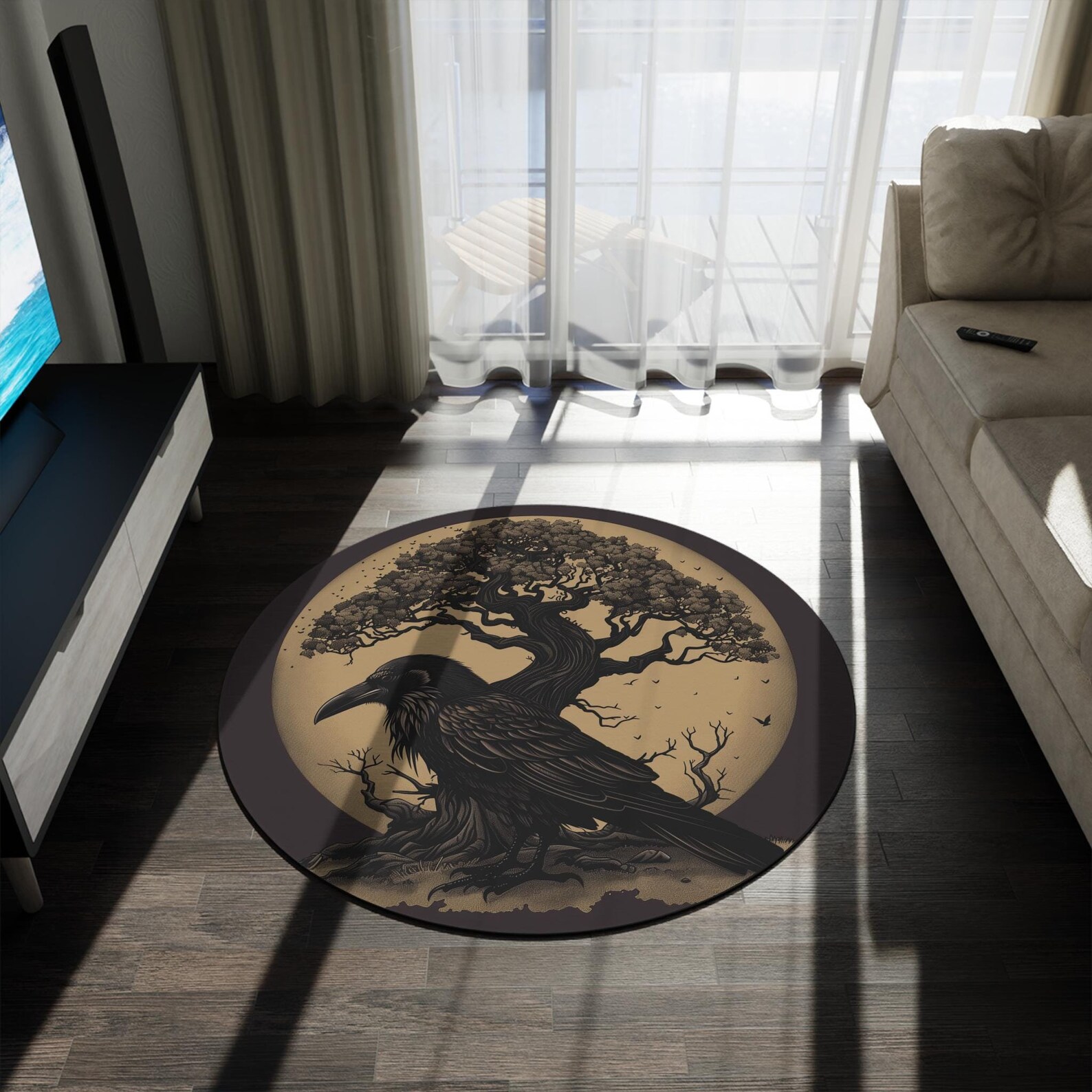Goblincore Raven Rug for Dark Academia Darkcore Decor Crow in Tree Rug ...