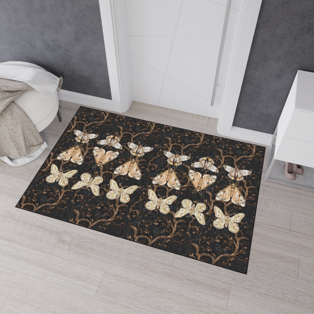Cottagecore Lunar Moth Rug Dark Academia Decor Moth Rug, Gothic Moth ...