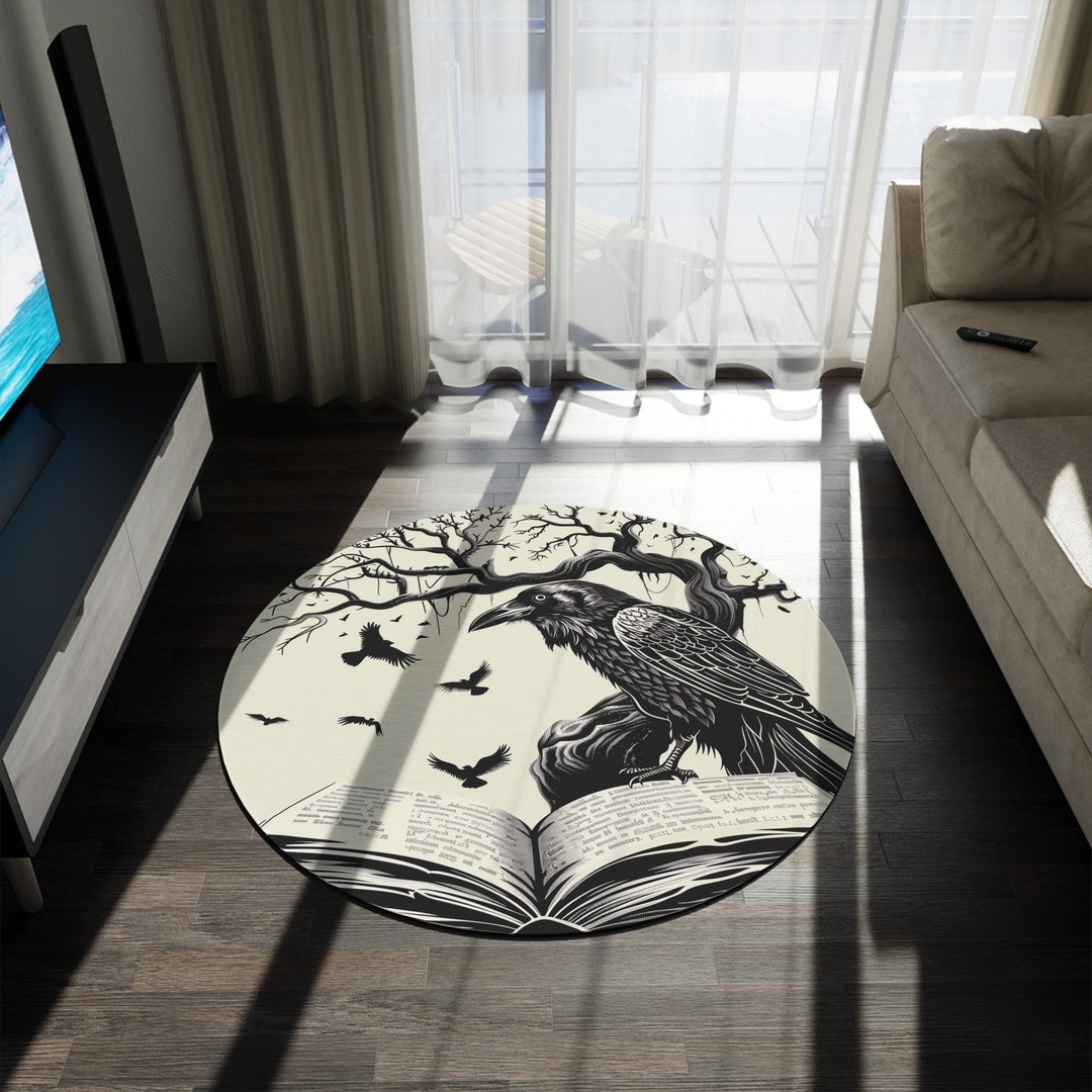 Gothic Dark Fantasy Raven Rug Dark Academia Decor, Raven Rug for Dark ...