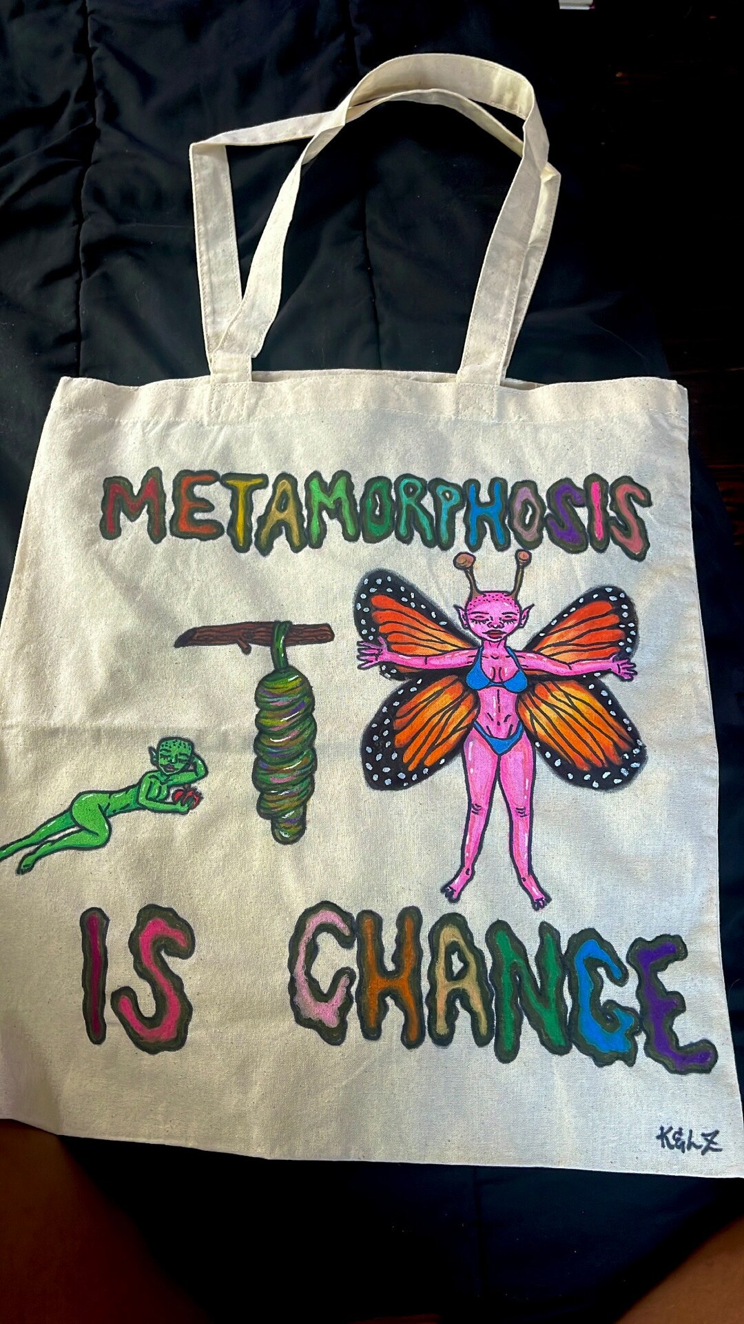 Metamorphosis Hand Painted Tote Bag - Etsy