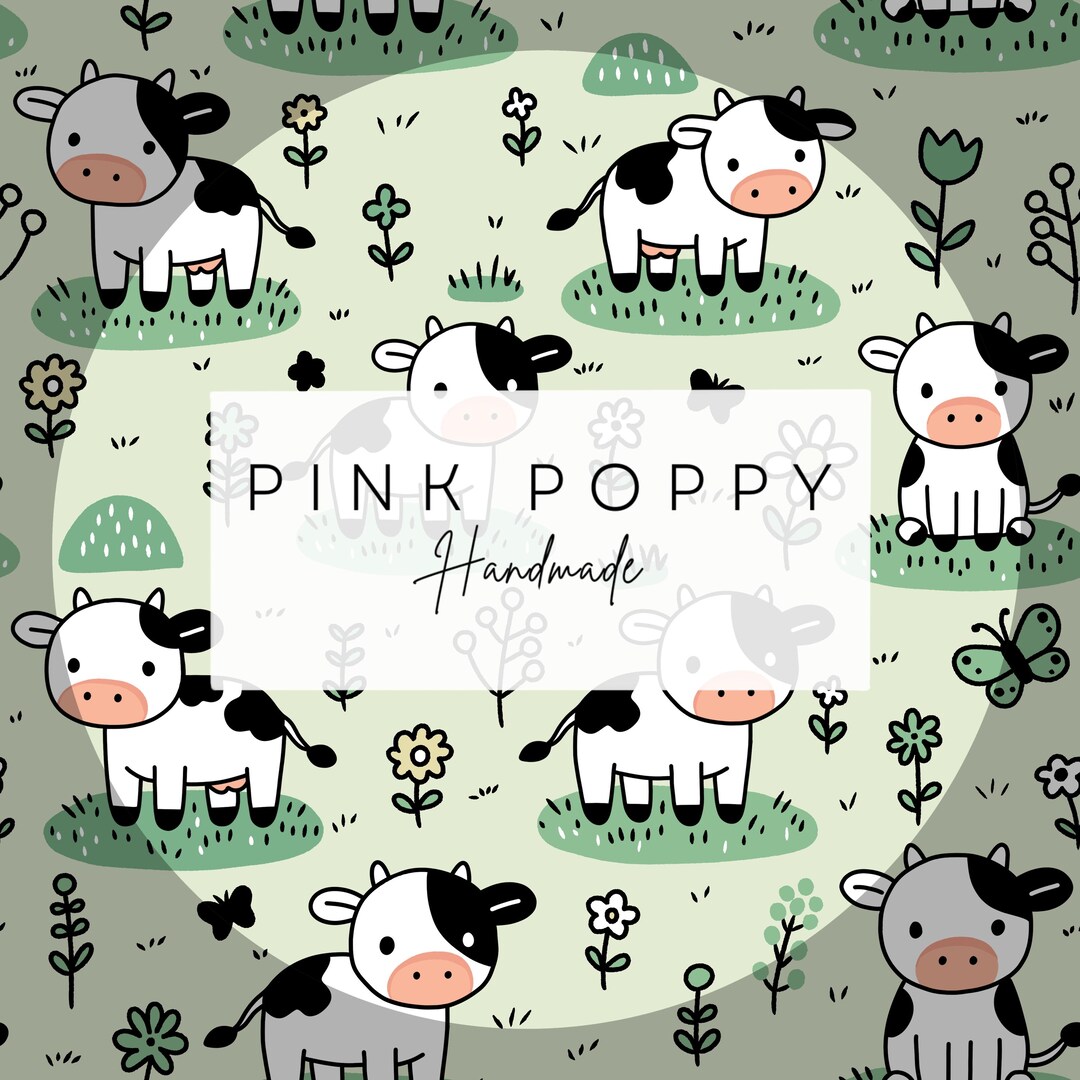 Baby Cow Seamless Pattern: Farm Animal Fabric Design (PNG Digital ...