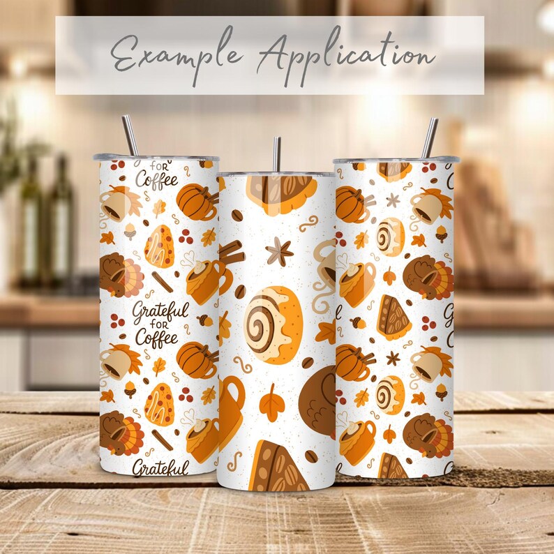 Fall Thanksgiving Seamless Pattern: Coffee, Pie, Pumpkins (PNG Digital ...
