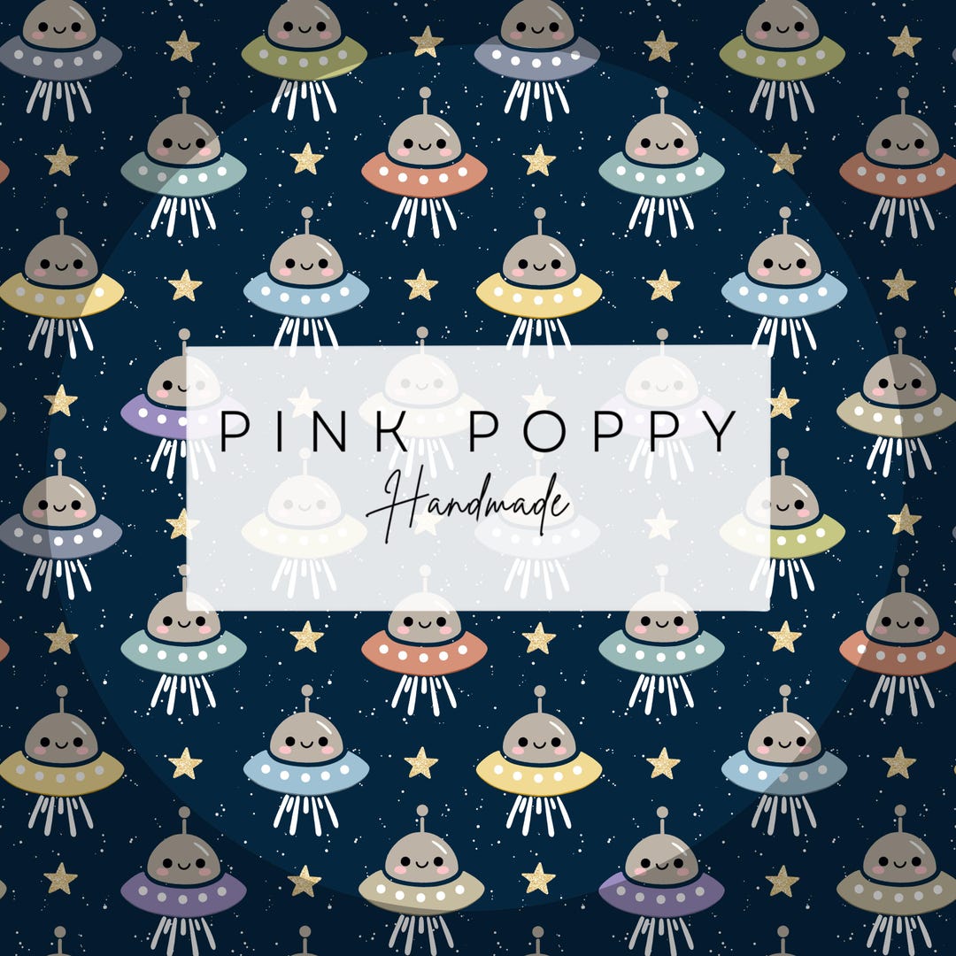 Cute Kawaii UFO Seamless Pattern - Alien Spaceship Kids Space Print ...