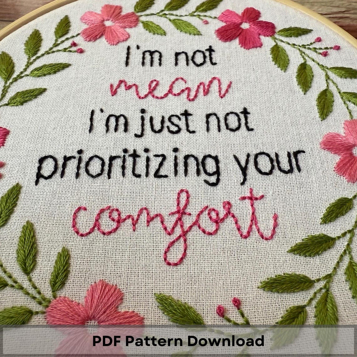 Snarky Quote Embroidery Pattern: Floral Wreath Design (PDF Download) - Etsy