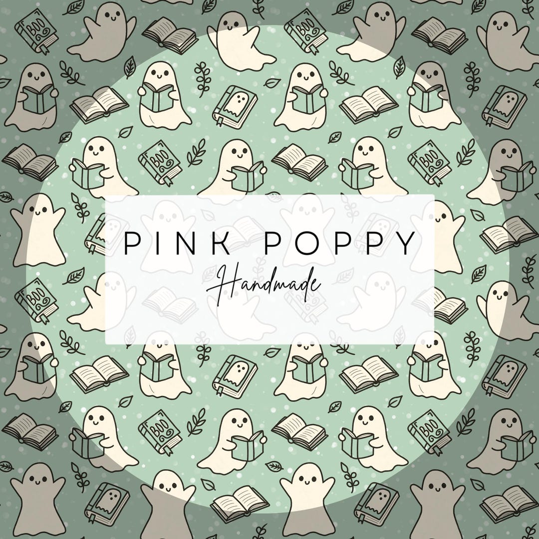 Happy Ghosts With Books Seamless Pattern 300 DPI PNG | Instant Download ...