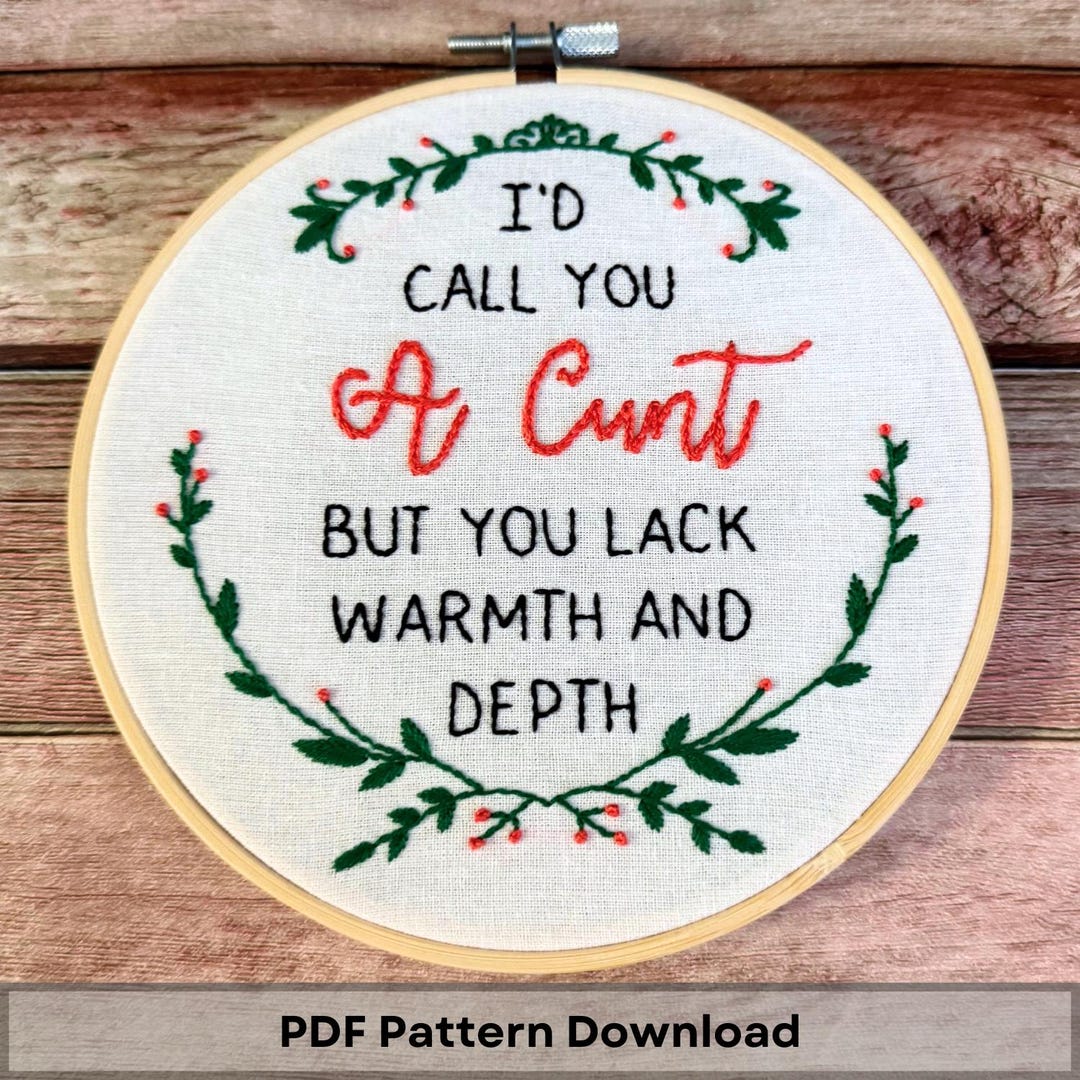 Snarky Quote Embroidery Pattern: Floral Wreath Design (PDF Download) - Etsy