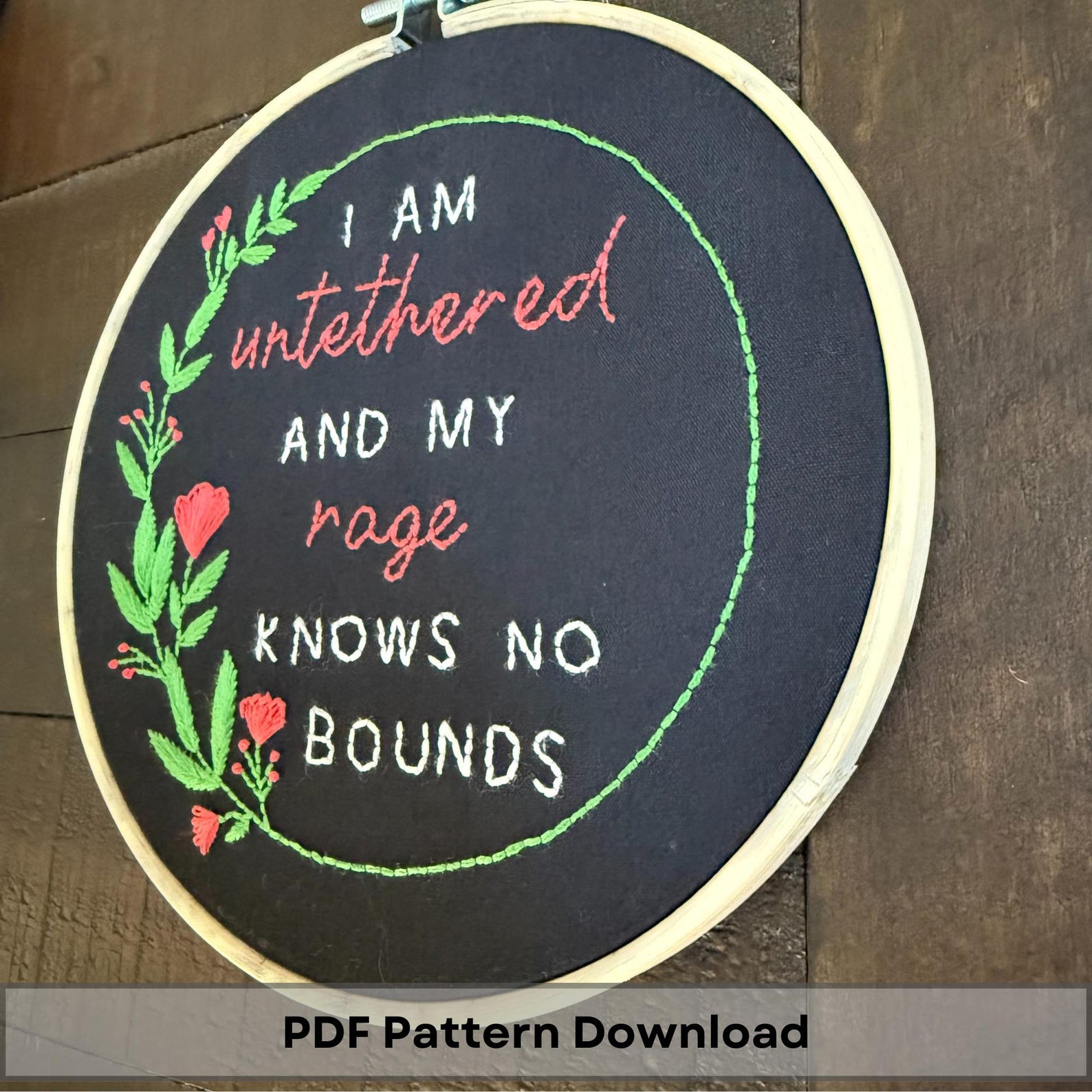 Snarky Embroidery Pattern: I Am Untethered Quote (PDF Download) - Etsy