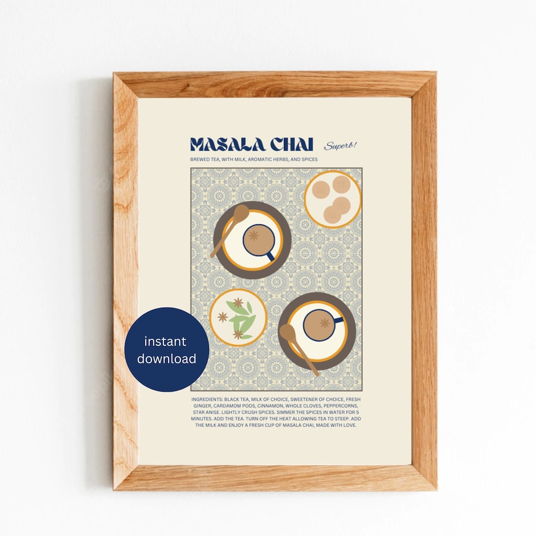 Masala Chai Poster, Beverage Print, Food Print, Kitchen Decor, Kitchen ...