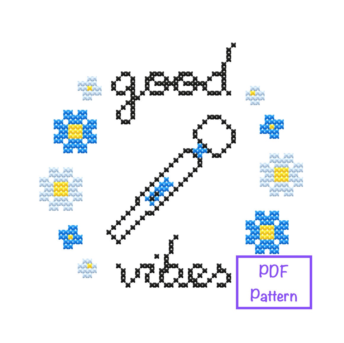 Good Vibes [pattern Only] Simple Modern Cross Stitch PDF Pattern Funny ...