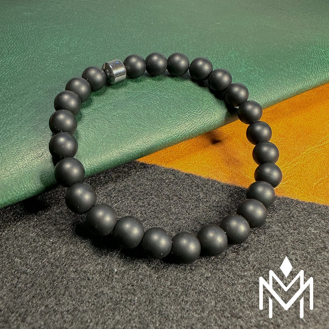 Matte Black Onyx and Hematite Bracelet Mens Bracelet Womens Bracelet ...