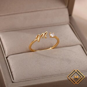 Tiny Letter Rings Custom Letter Initial Ring A-Z Rings Personalized ...