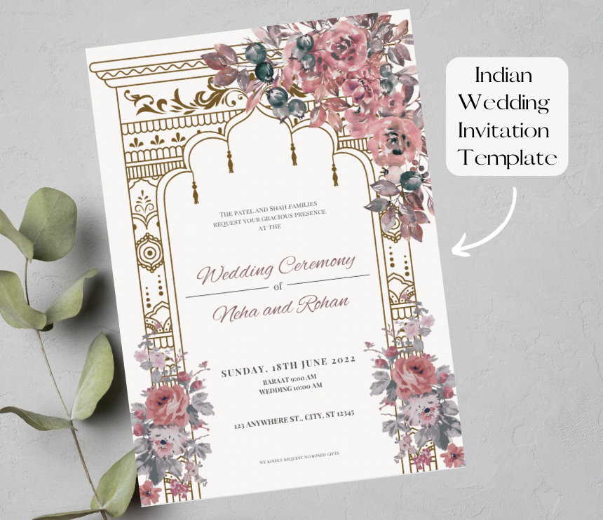 Indian Wedding Invitation Bundle, Desi Kankotri Floral, Hindu Wedding ...