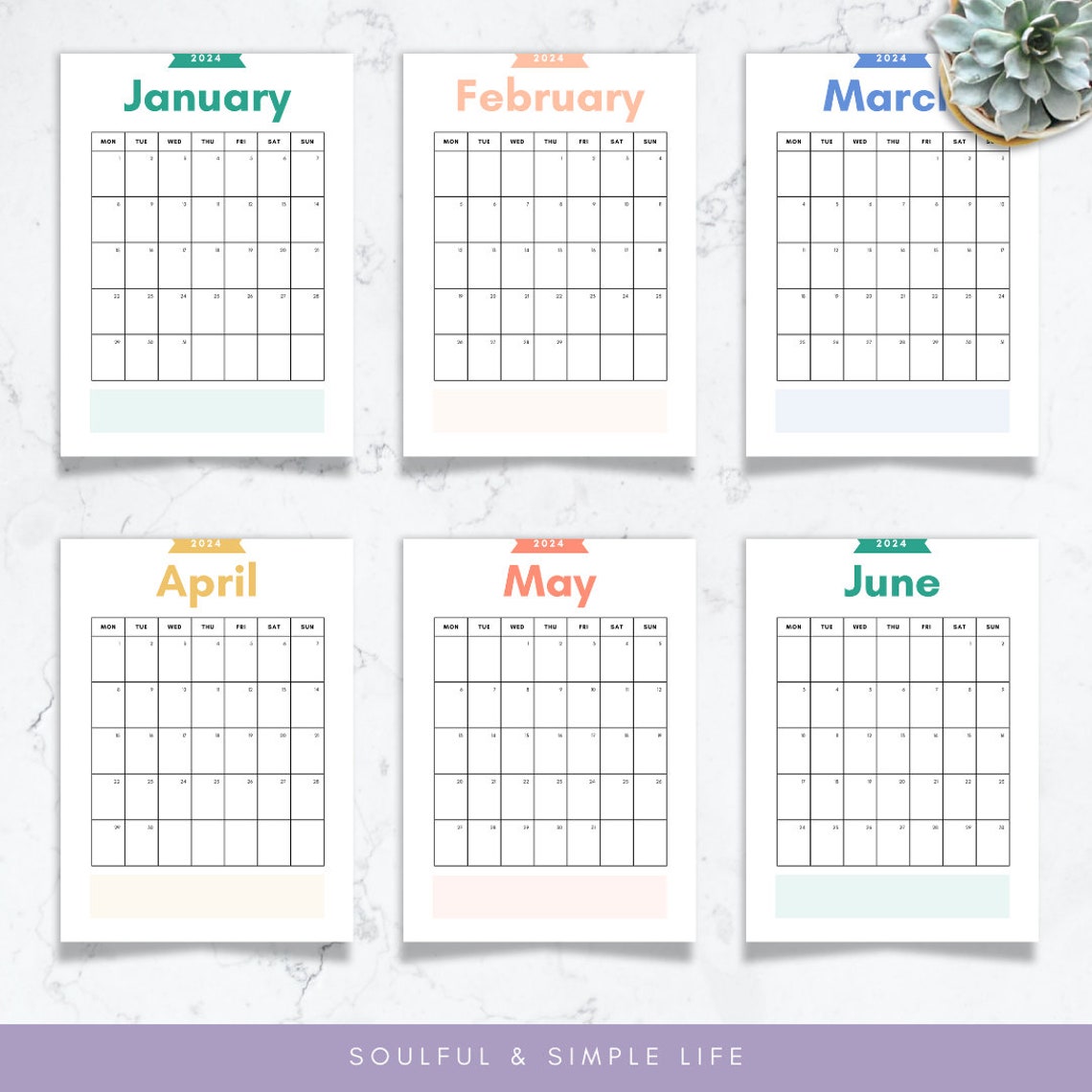Printable 2024 Calendar / Printable 2024 Monthly Planner - Etsy