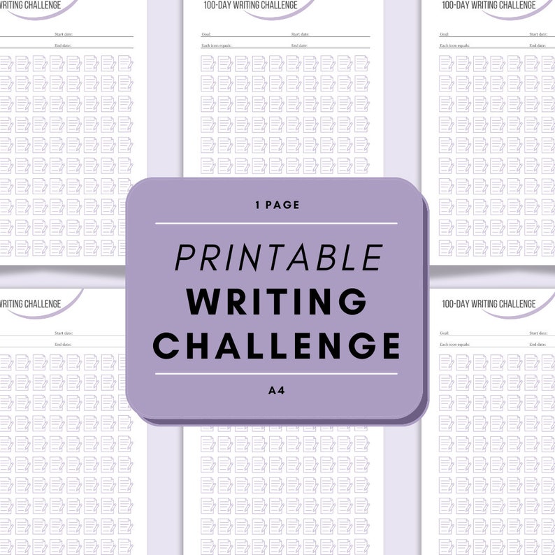 100-day Writing Challenge Tracker Printable / Writing Habit Tracker ...