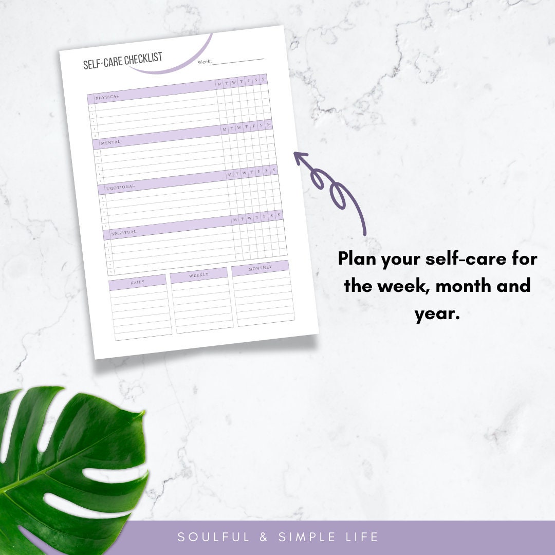 Printable Self Care Checklist Worksheet Self Care Tracker Self Care