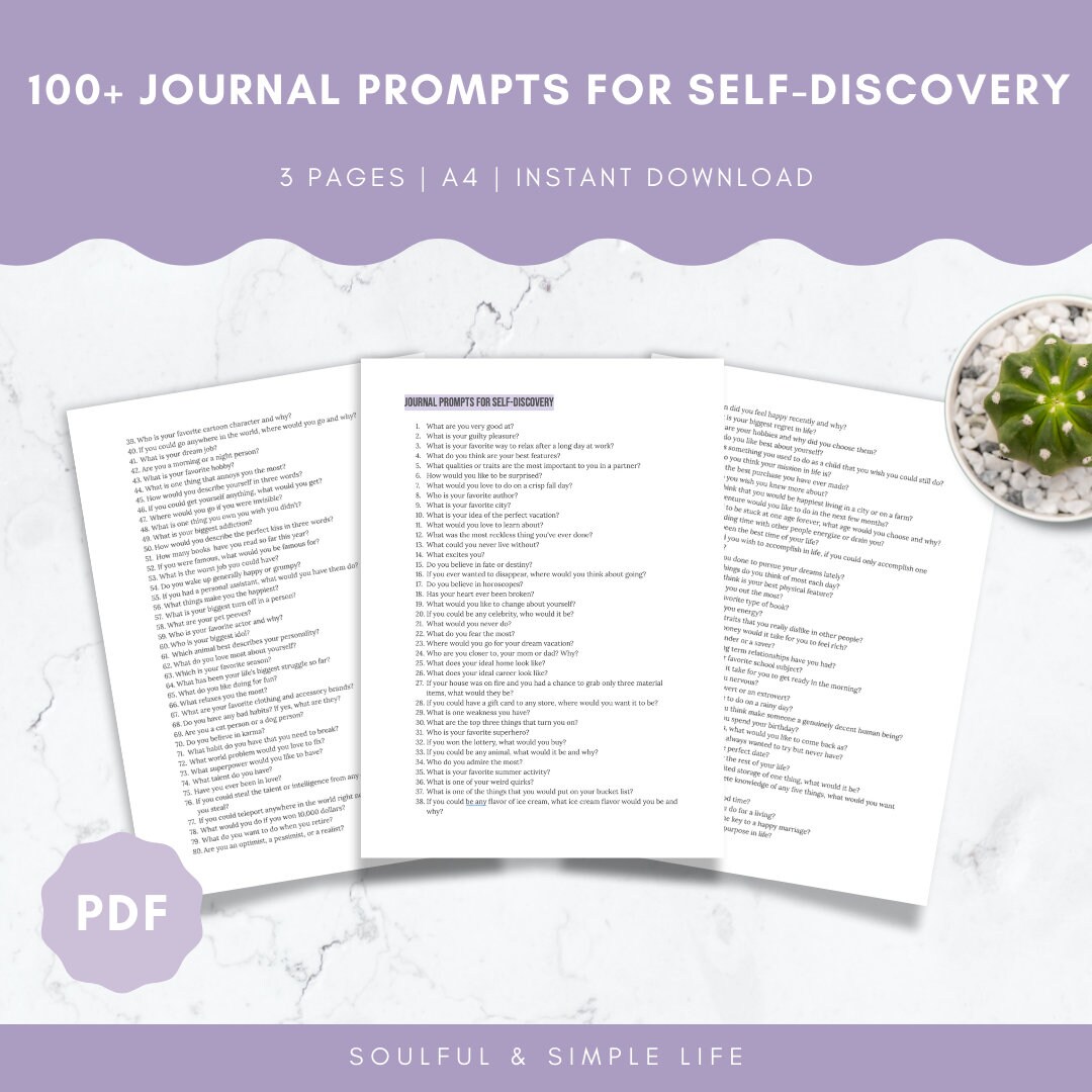 100 Printable Journal Prompts for Self-discovery - Etsy
