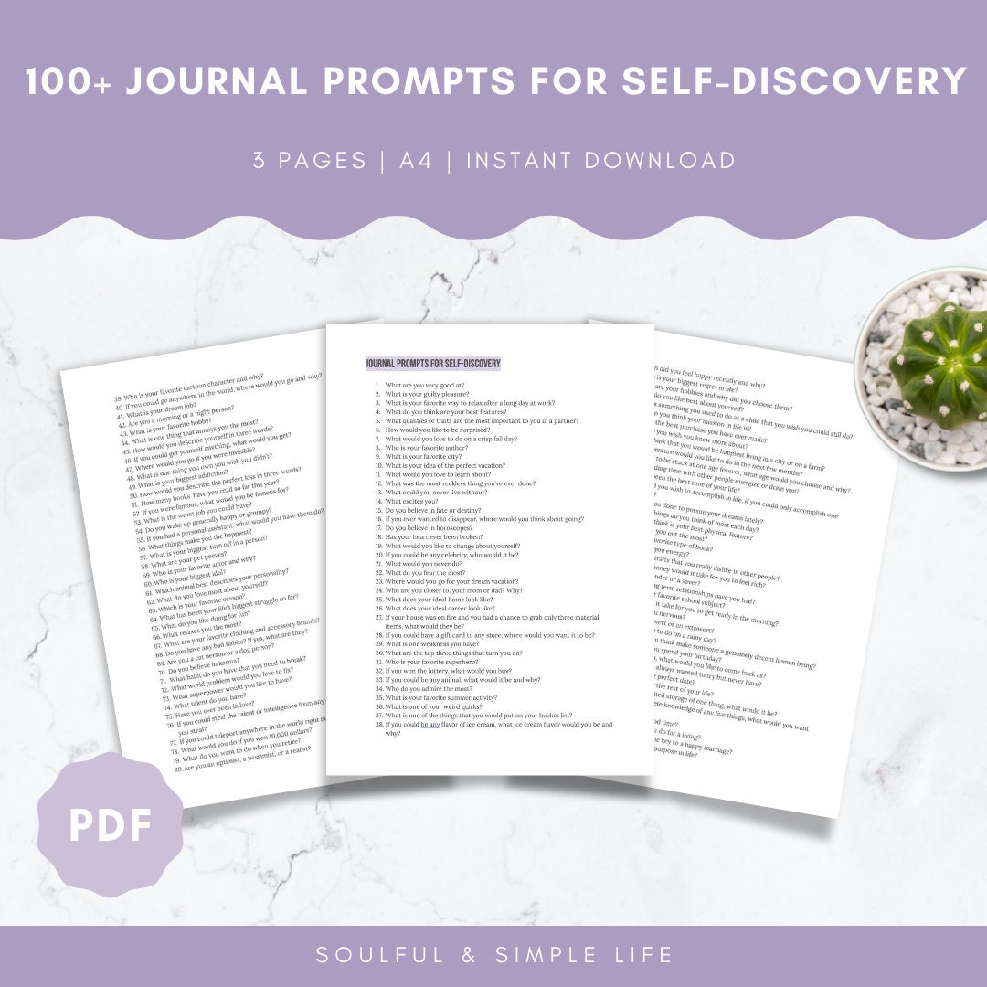 100 Printable Journal Prompts for Self-discovery - Etsy