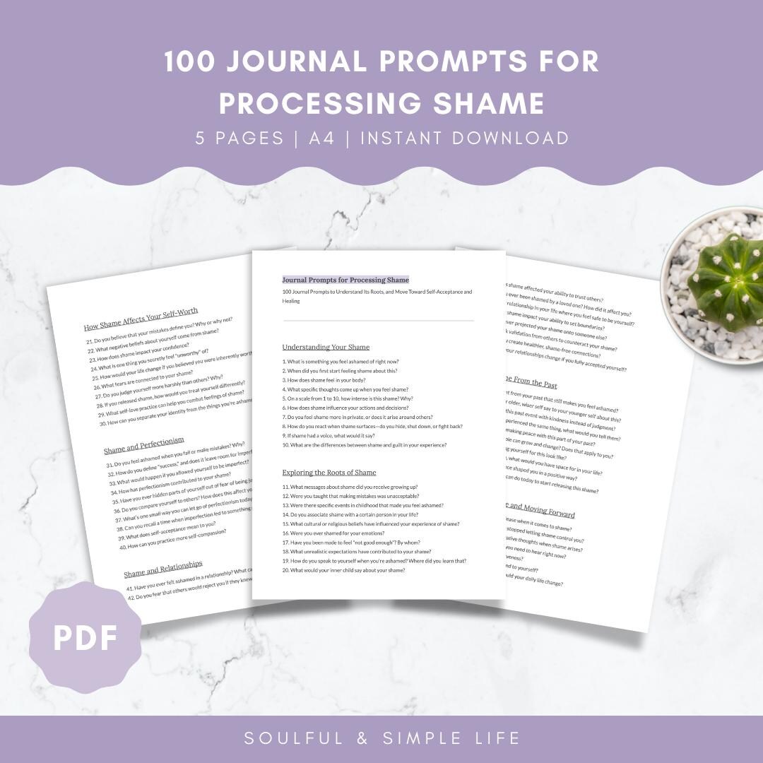 100 Journal Prompts for Processing Shame – Understand Shame, Heal ...