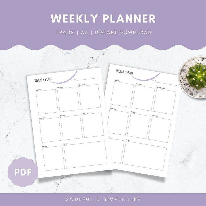 Weekly Planner Printable to Do List, Minimal Weekly Schedule, Weekly ...