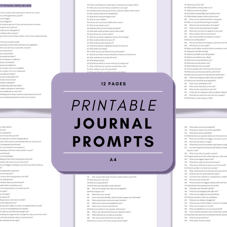 365 Printable Journal Prompts for Passion, Purpose and Career / Journal ...