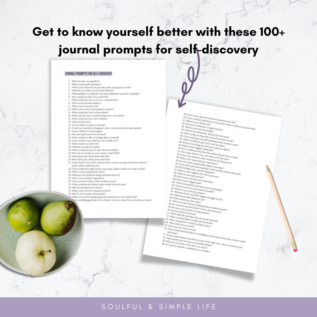 100 Printable Journal Prompts for Self-discovery - Etsy