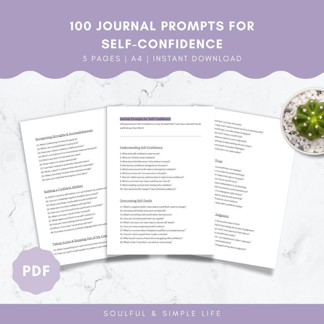 100 Journal Prompts for Self-confidence | Self-confidence Journal ...
