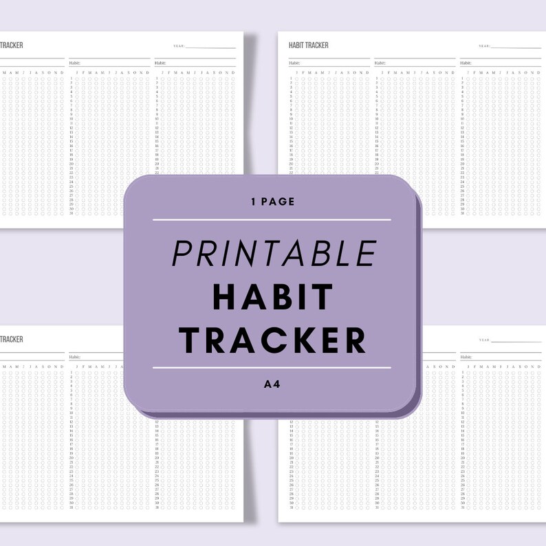 Yearly Habit Tracker Printable Landscape, Habit Tracker Template ...