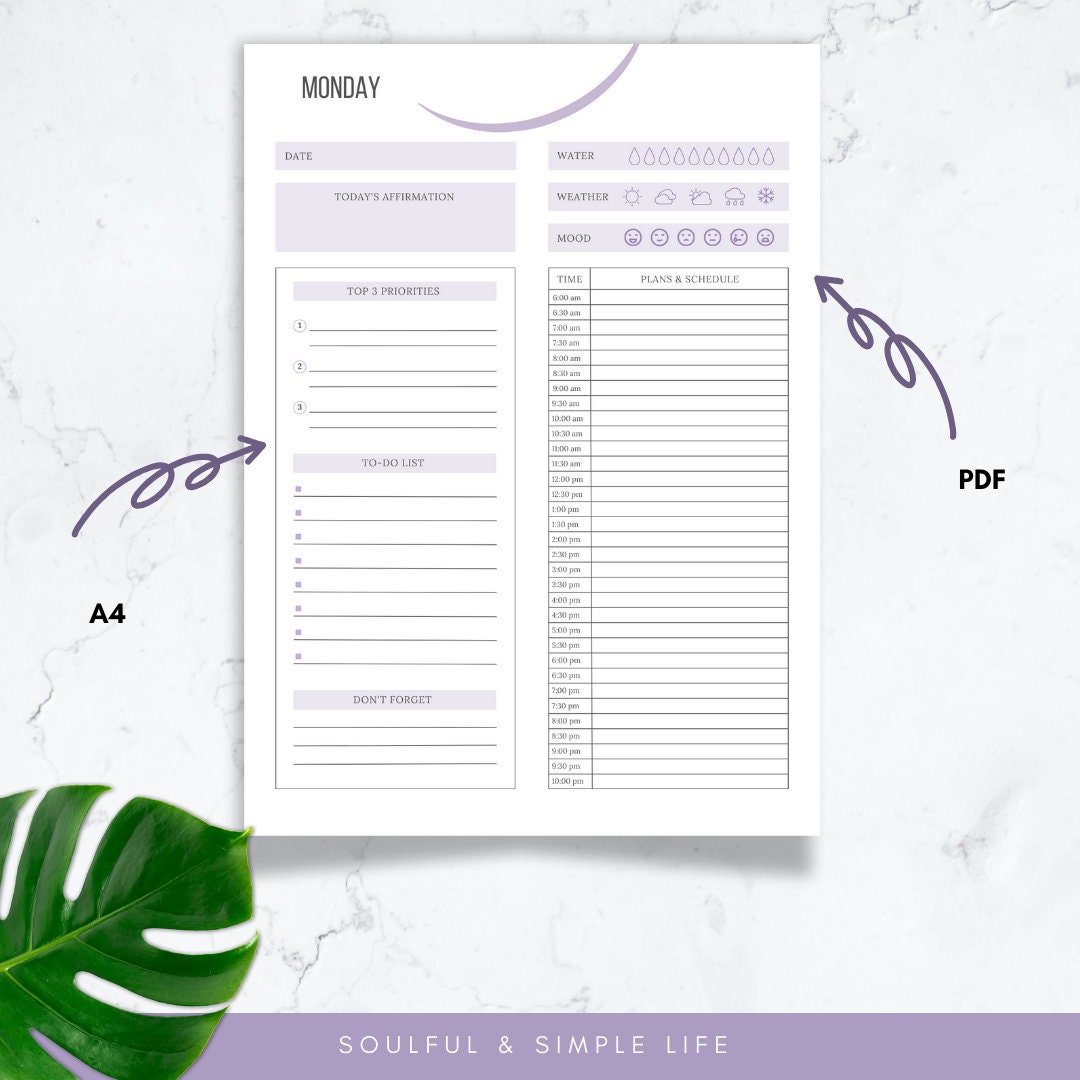 7 Day Planner Printable Daily Planner Weekly Planner Daily - Etsy