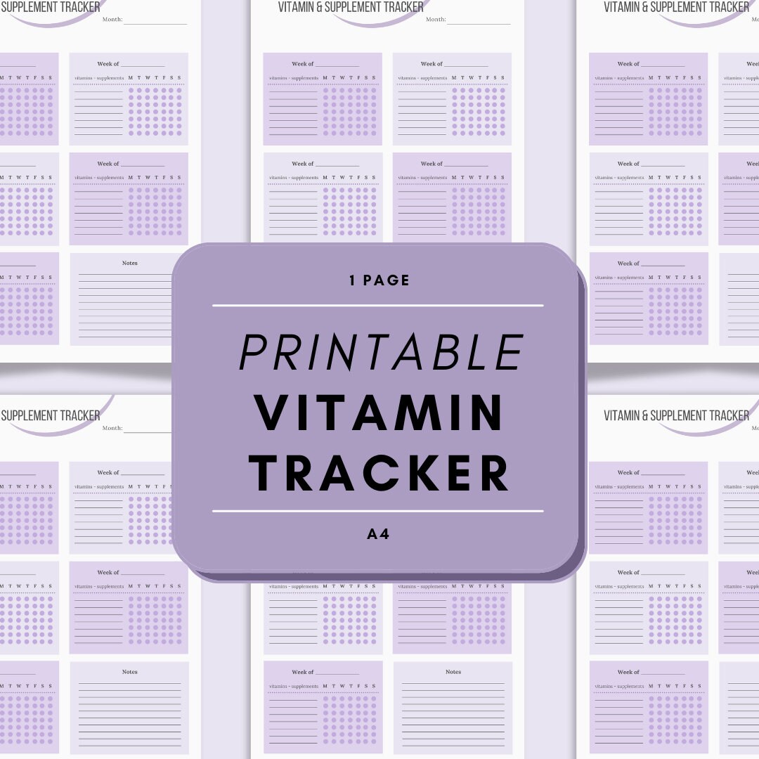 Printable Vitamin and Supplement Tracker / Self-care Tracker / Self ...
