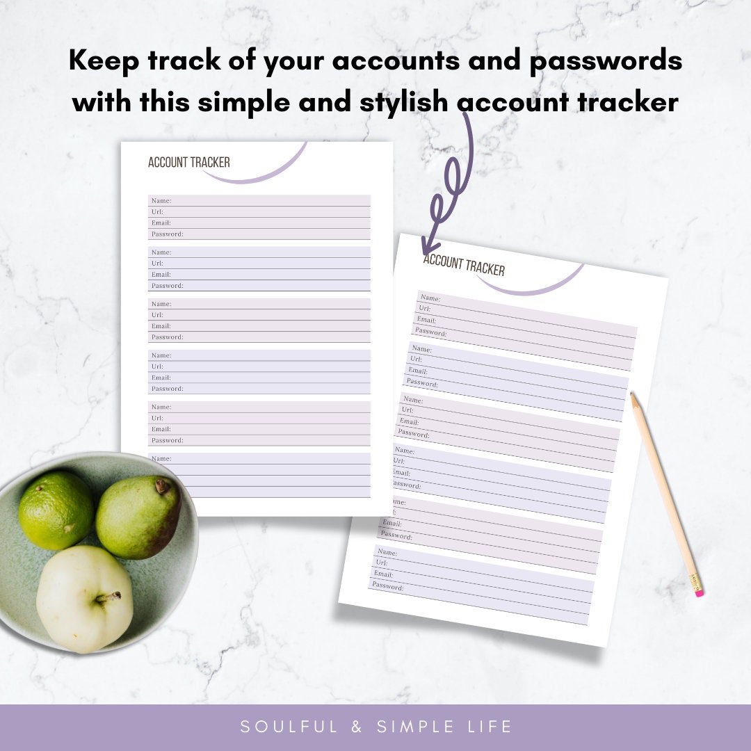 Printable Account Tracker / Printable Password Tracker - Etsy