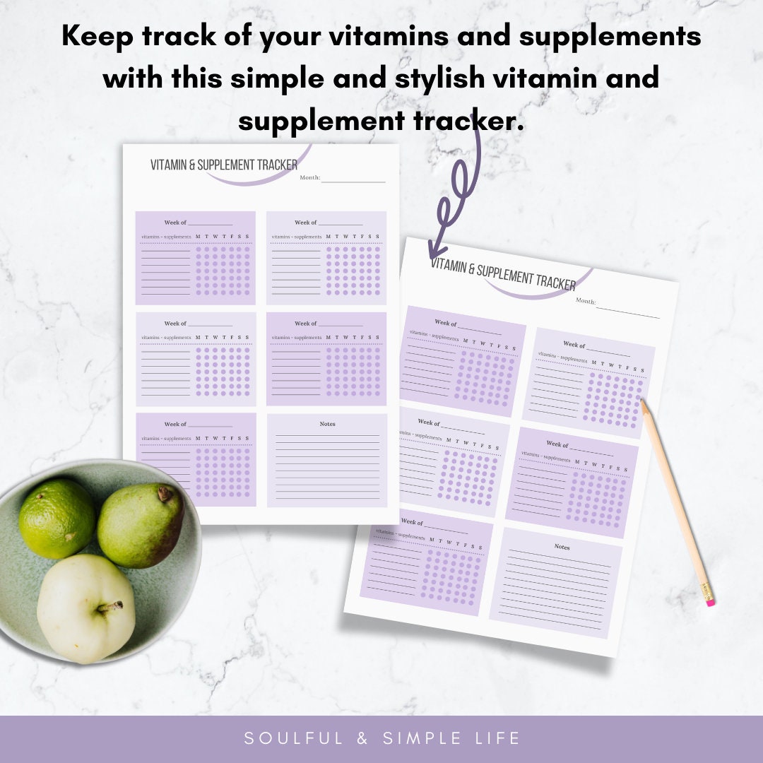 Printable Vitamin and Supplement Tracker / Self-care Tracker / Self ...