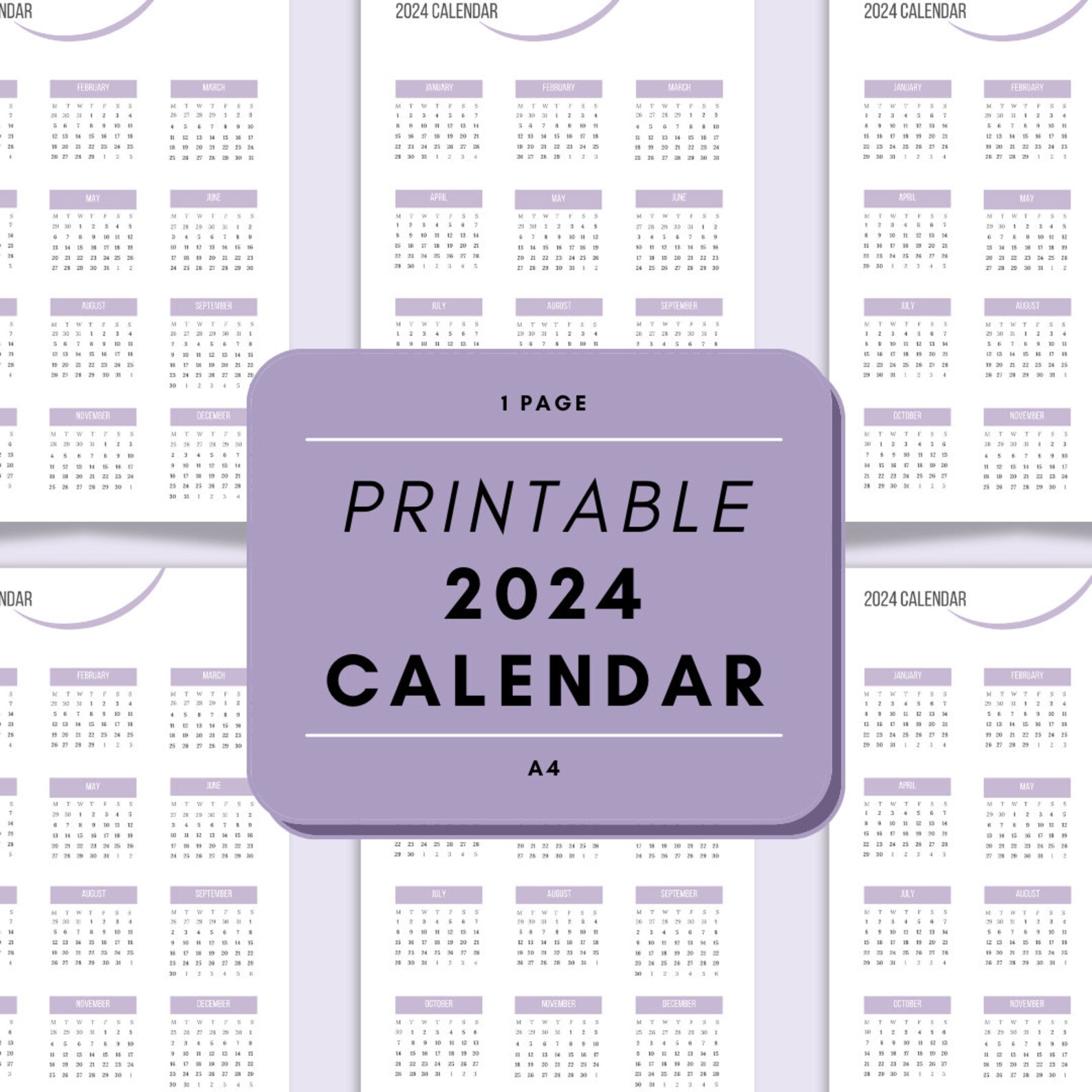 Printable 2024 Calendar / Printable Calendar 2024 - Etsy