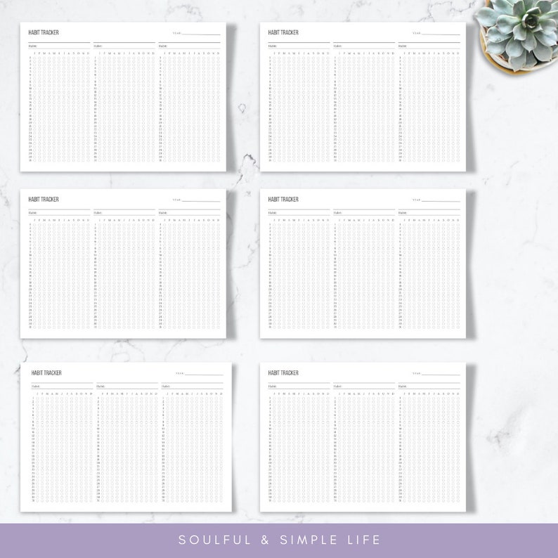 Yearly Habit Tracker Printable Landscape, Habit Tracker Template ...