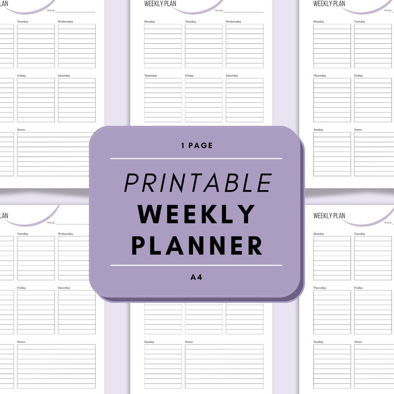 Weekly Planner Printable to Do List, Minimal Weekly Schedule, Weekly ...