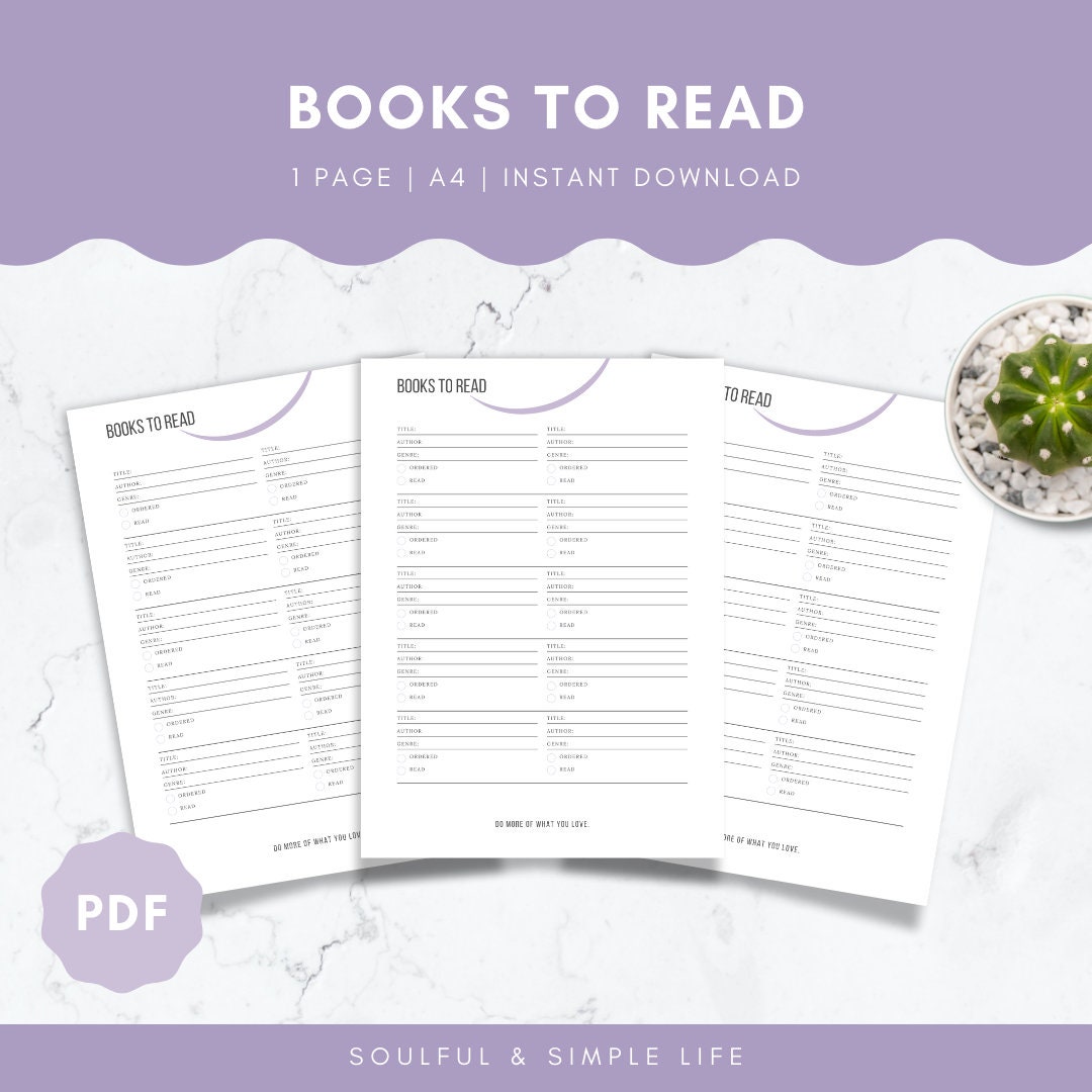 Books to Read List Printable, Reading Tracker, Book Tracker, Reading ...