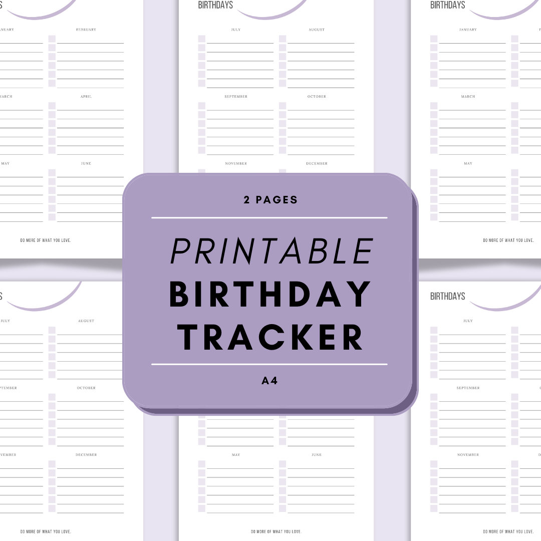 Birthday Tracker Printable Template Birthday Calendar - Etsy