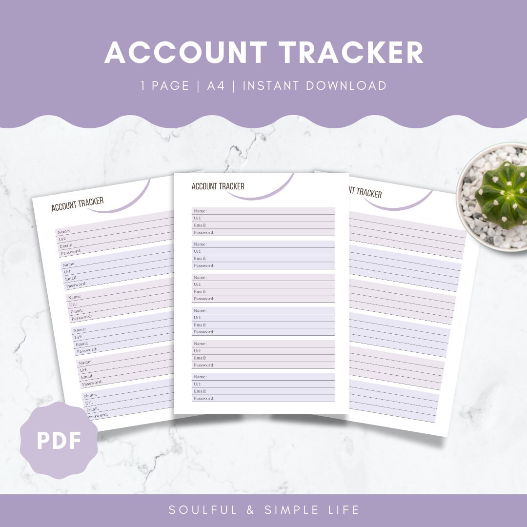Printable Account Tracker / Printable Password Tracker - Etsy