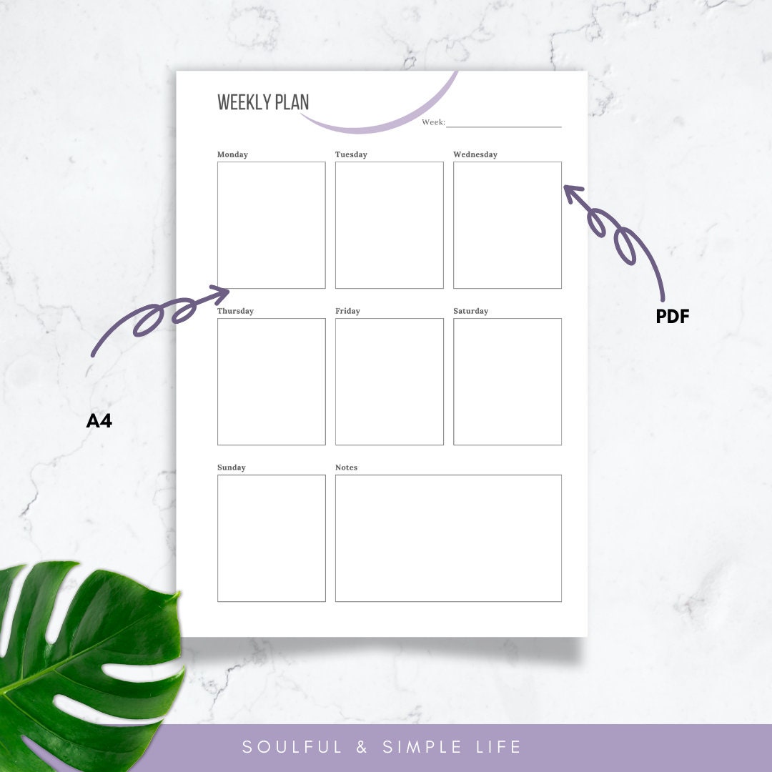 Weekly Planner Printable to Do List, Minimal Weekly Schedule, Weekly ...