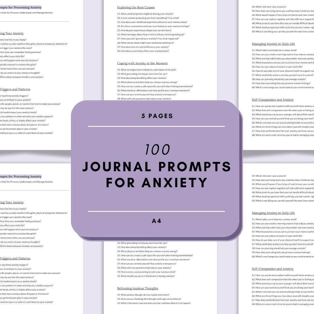 100 Journal Prompts for Processing Anxiety – Understand, Manage & Find ...