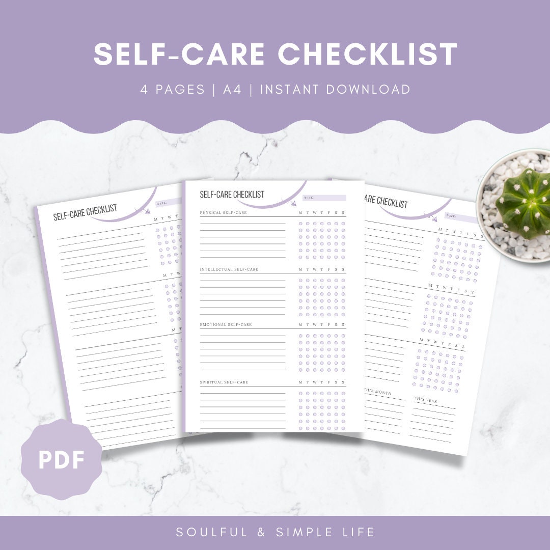 Printable Self-care Checklist PDF / Self-care Planner / Self-care ...