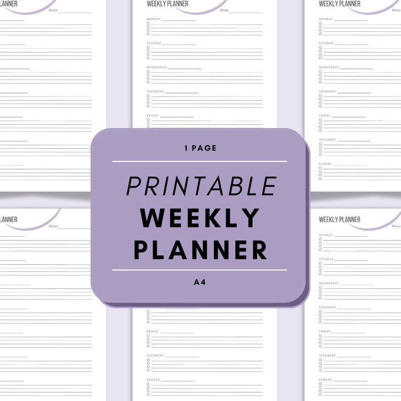 Weekly Planner Printable / Weekly Agenda / Week at A Glance / Printable ...