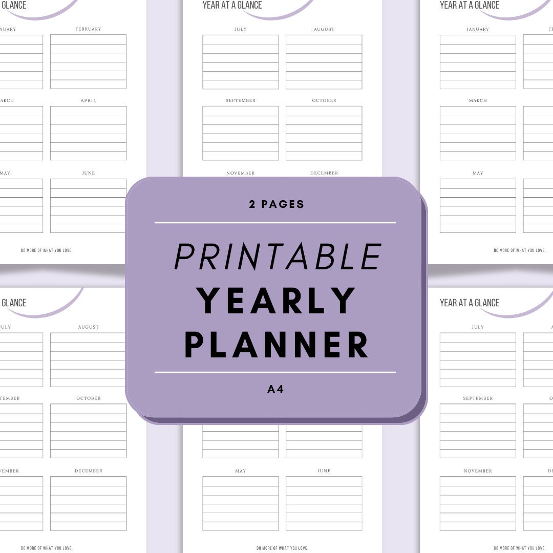 Year at A Glance Yearly Overview Two Page Yearly Planner - Etsy