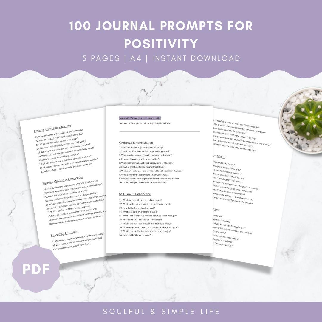 100 Journal Prompts for Positivity | Printable Writing Prompts for a ...