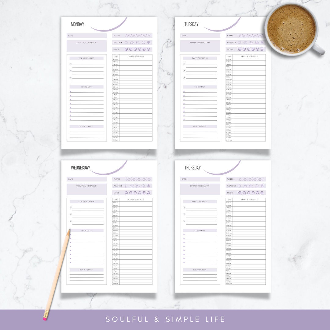 7 Day Planner Printable Daily Planner Weekly Planner Daily - Etsy