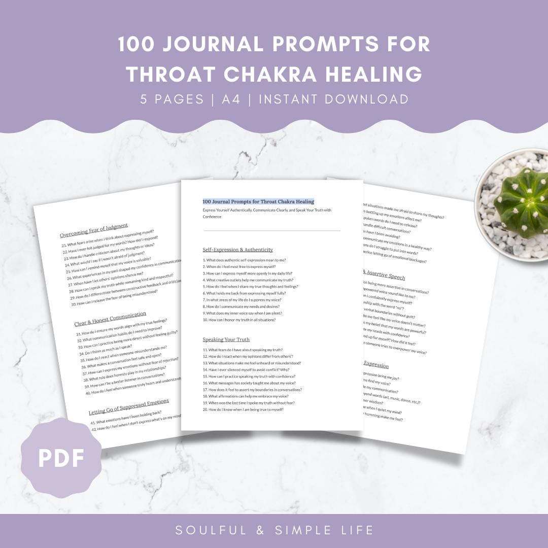 100 Journal Prompts for Throat Chakra Healing | Self-expression and ...