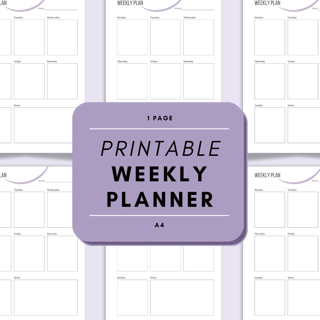 Weekly Planner Printable to Do List, Minimal Weekly Schedule, Weekly ...
