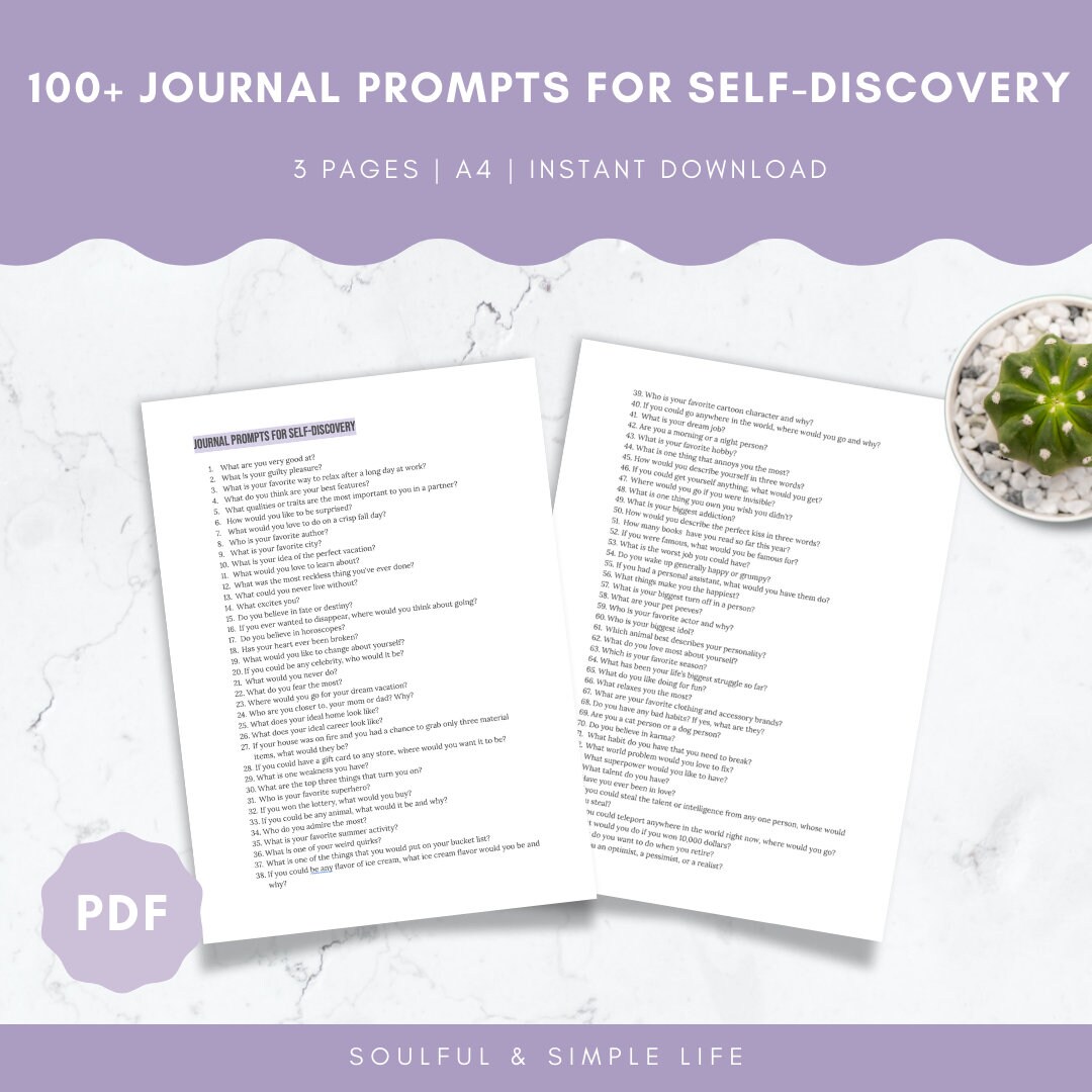 100 Printable Journal Prompts for Self-discovery - Etsy