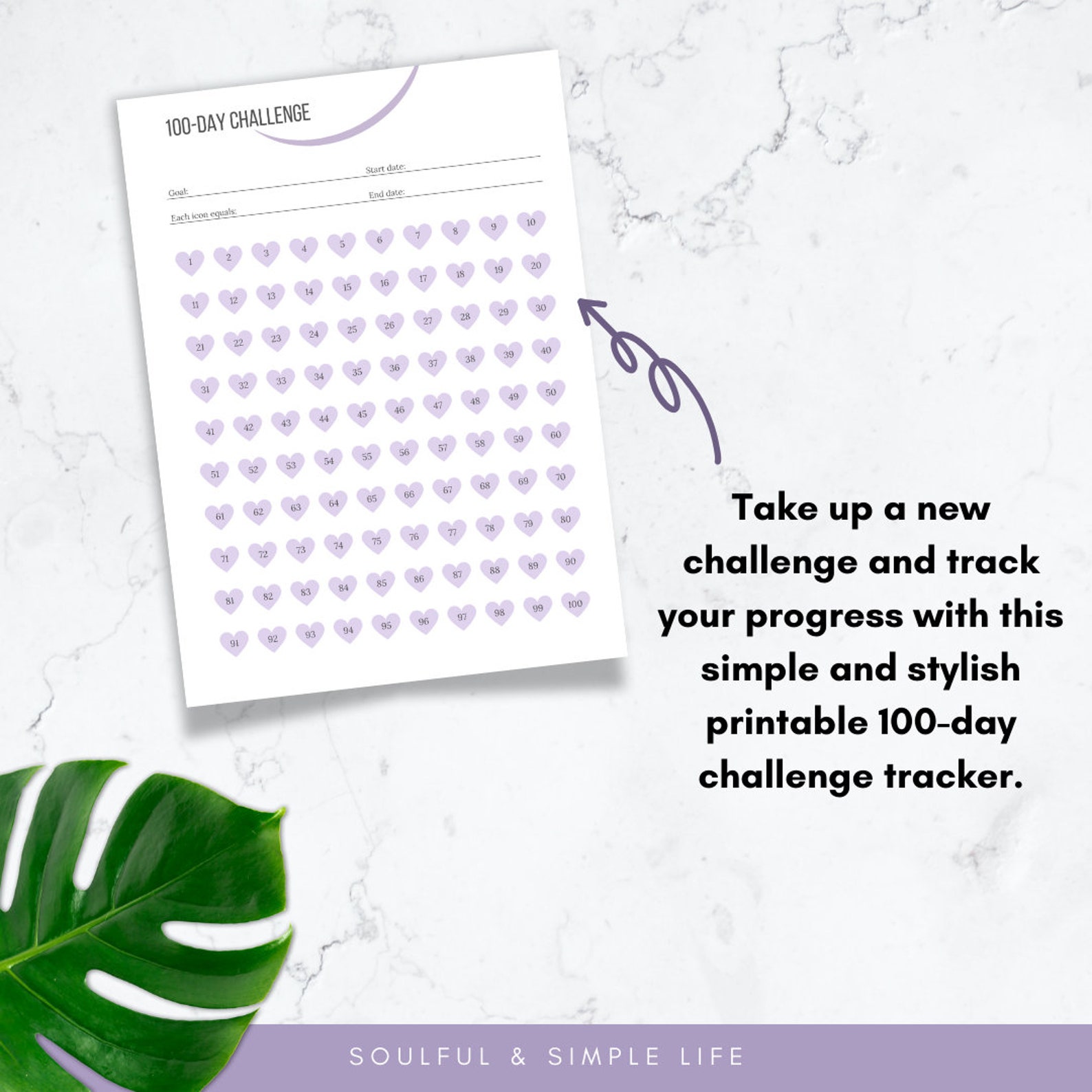 Printable 100 Day Challenge Tracker, Habit Tracker, Goal Tracker, Goal ...