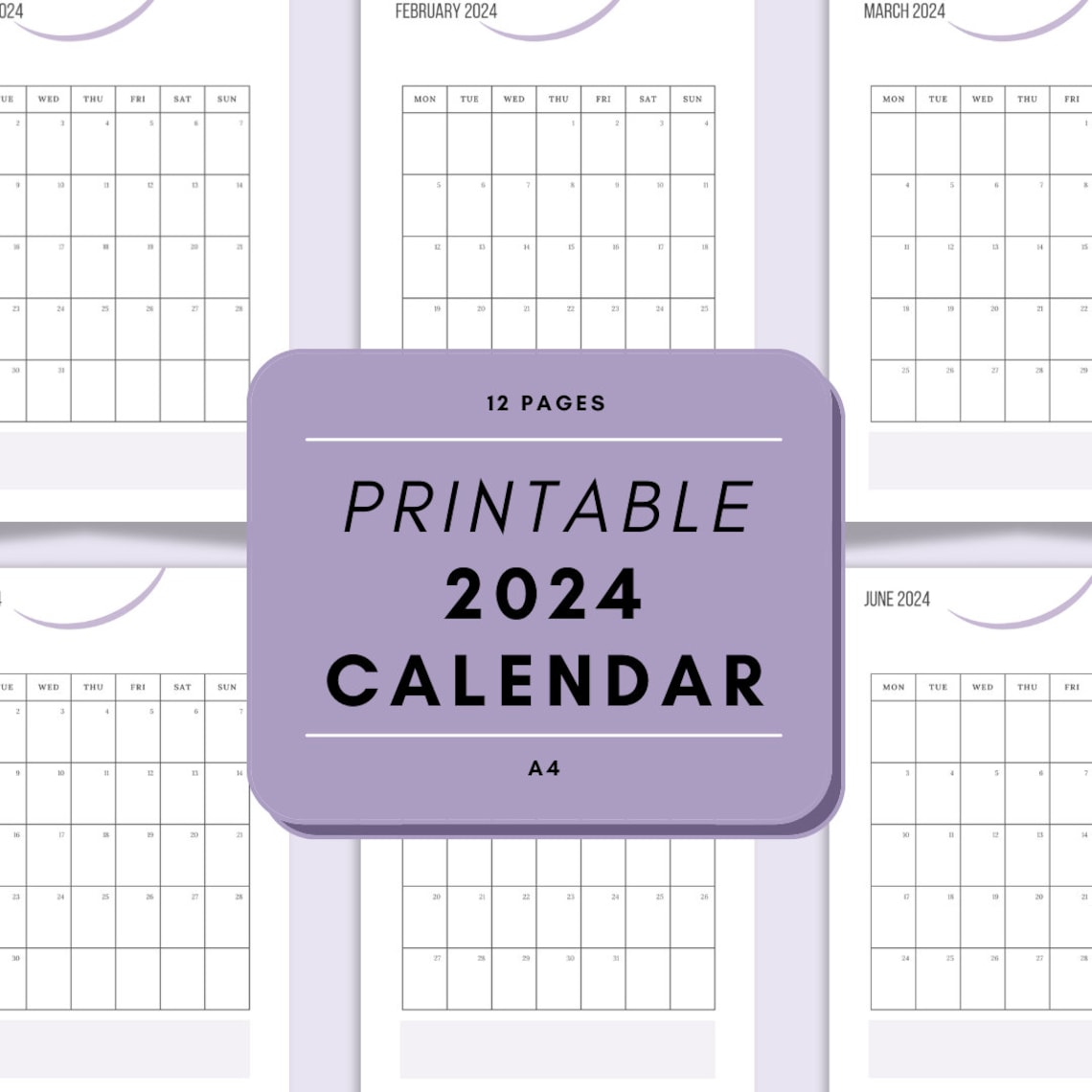 Printable 2024 Calendar / Printable 2024 Monthly Planner - Etsy