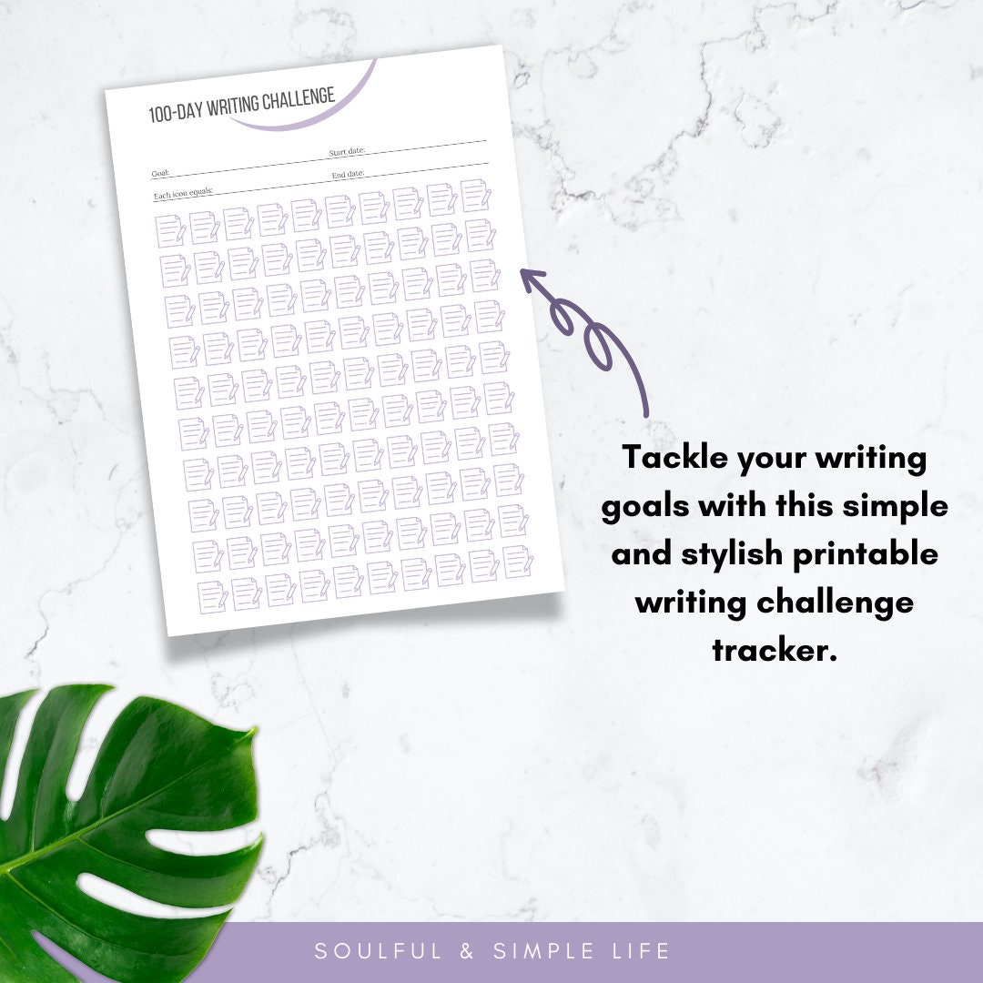 100-day Writing Challenge Tracker Printable / Writing Habit Tracker ...